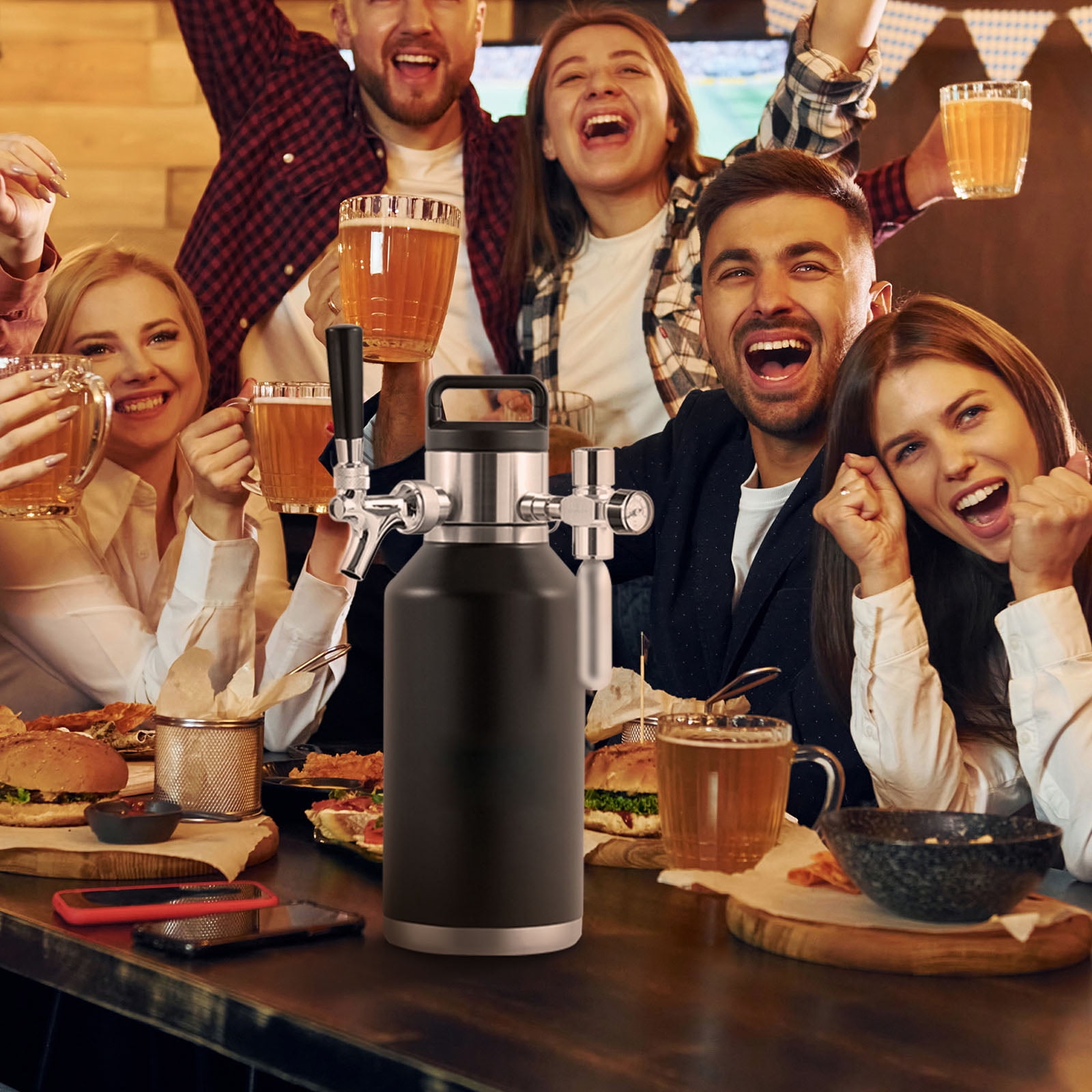 BENTISM Pressurized 64oz Mini Keg, Portable Dispenser with CO2 ...