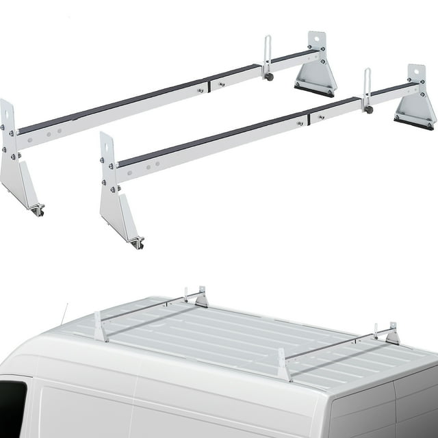 BENTISM Roof Ladder Rack Van Ladder Rack 52"-63.8" Adjustable 2 Bars ...