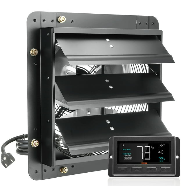BENTISM 12'' Shutter Exhaust Fan, Wall-Mount, Remote Control, ETL ...