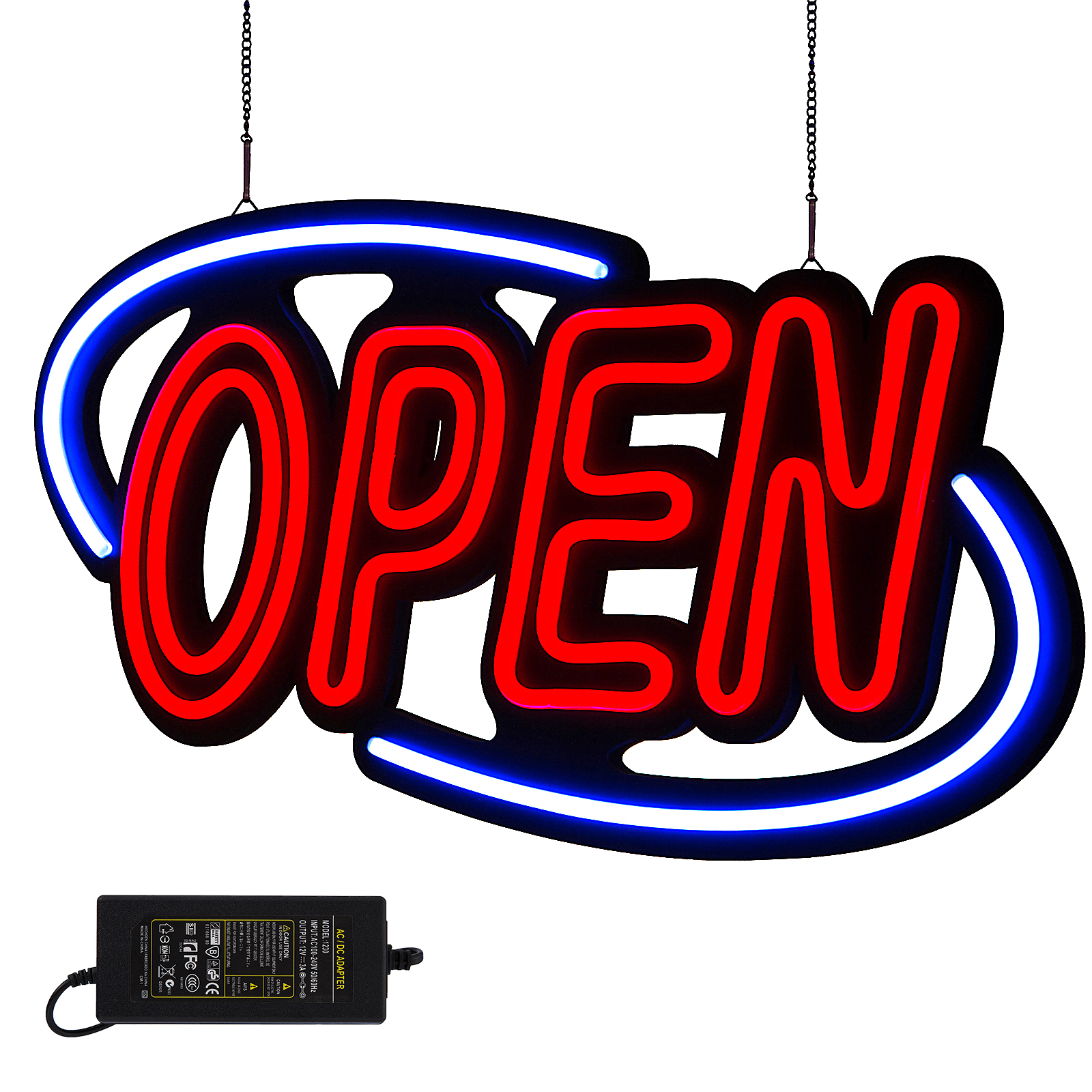 LED Neon Light Open Sign with Animation On/Off and Power On/Off Two ...