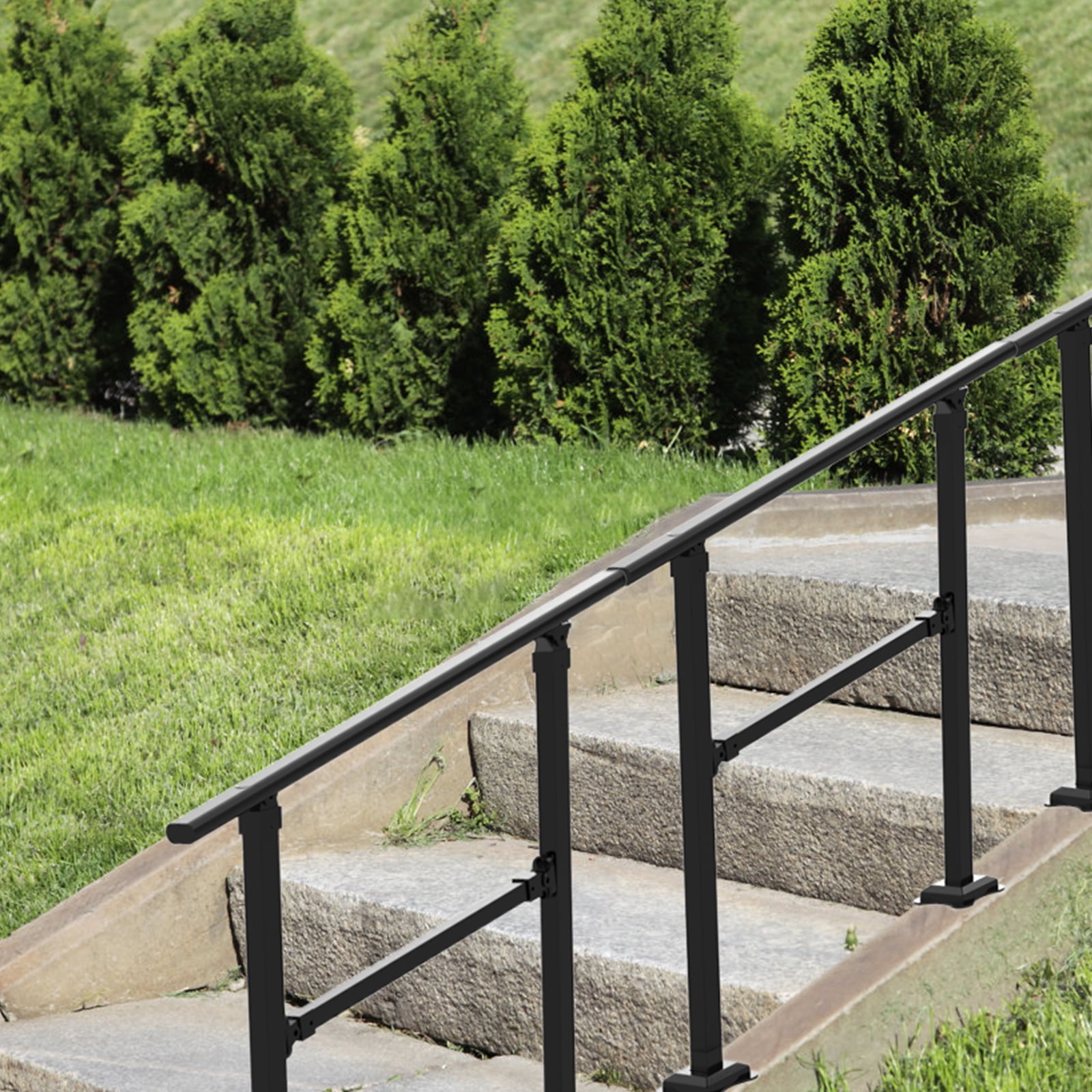 BENTISM Stair Handrail Railing 3 ft 3 Steps w/ Installation Kit Carbon ...