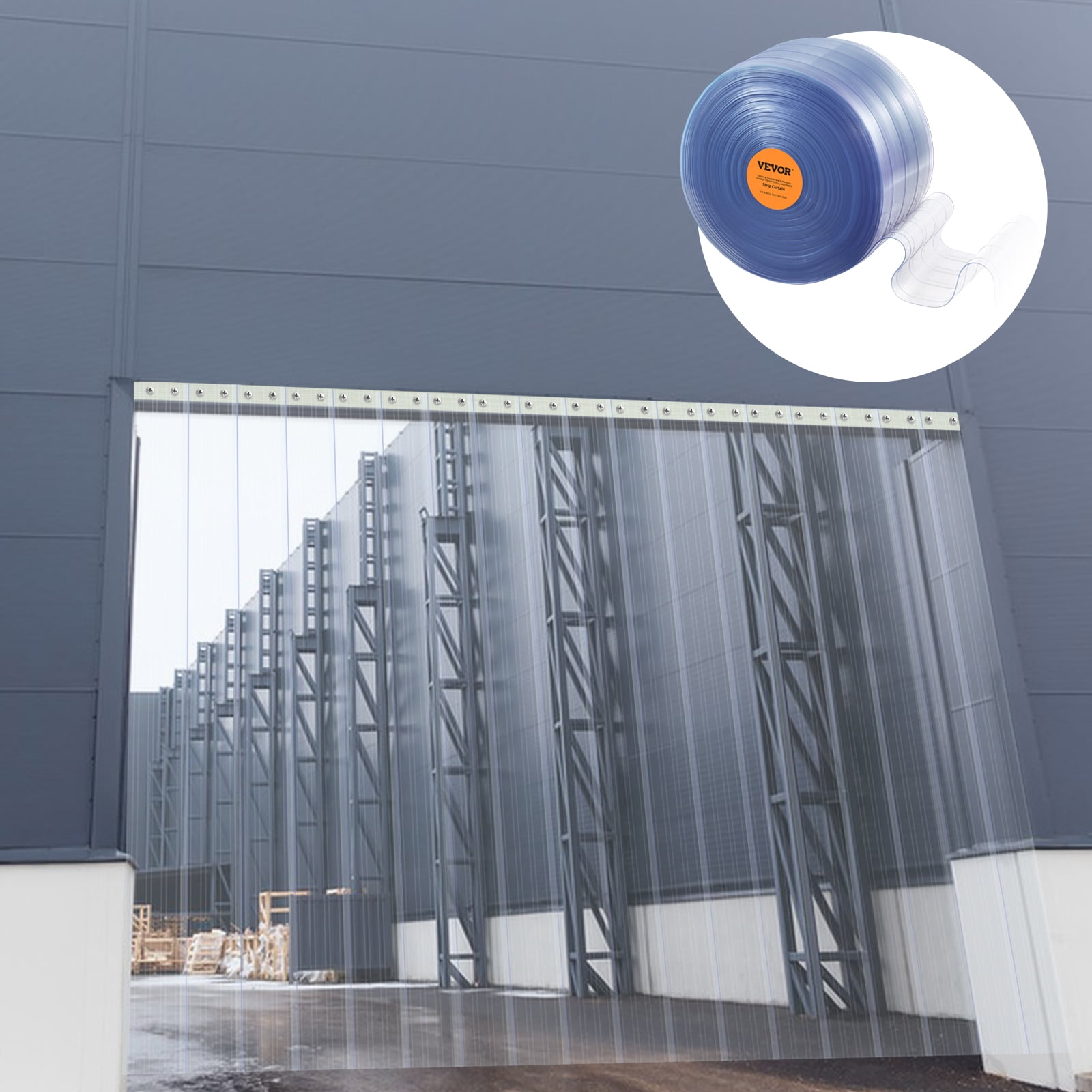 BENTISM Strip Curtain Ribbed PVC Door Curtain 100'x12" Roll Cooler ...