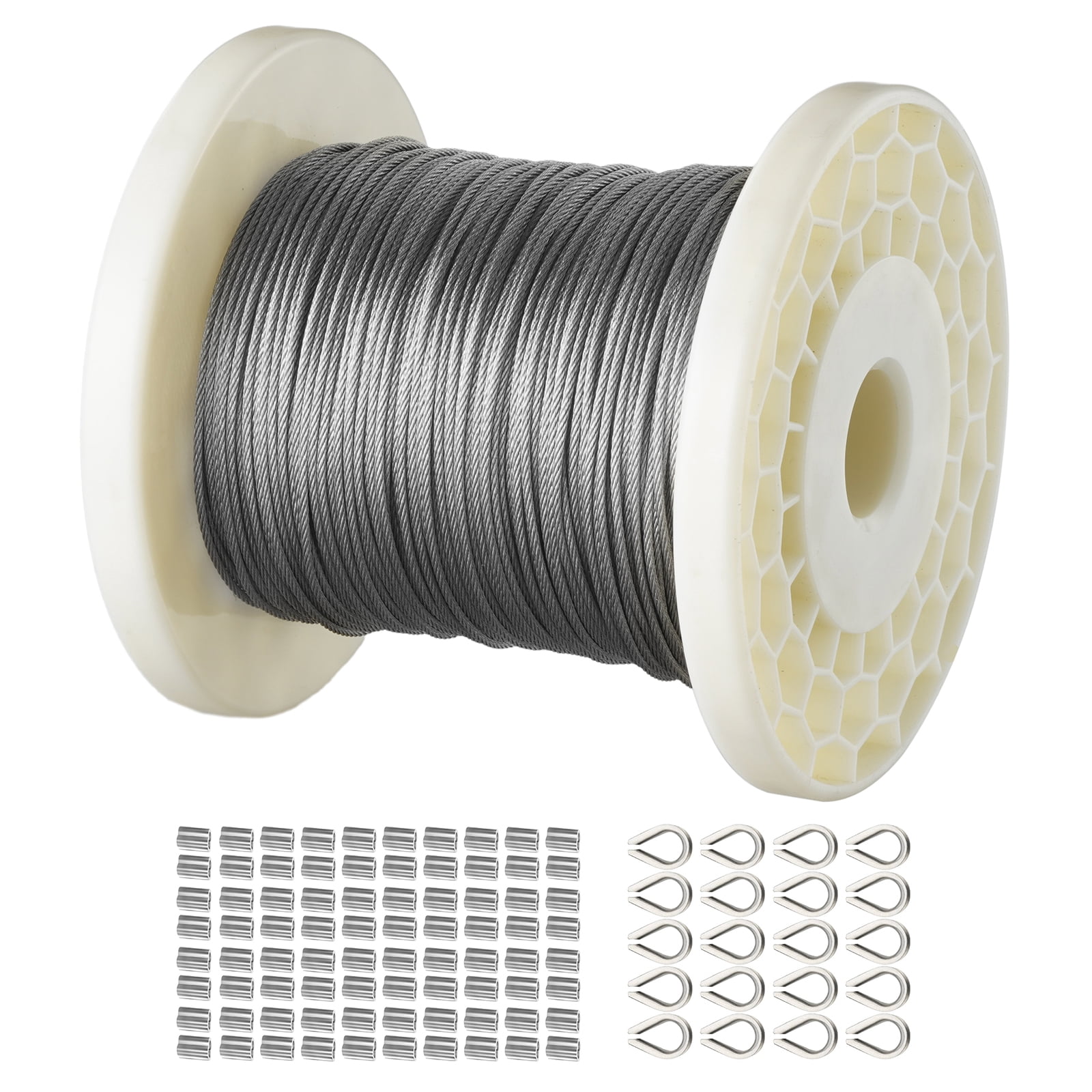 VEVOR T304 Stainless Steel Cable Steel Wire Rope 1/16" 328 ft 7x7 Cable ...