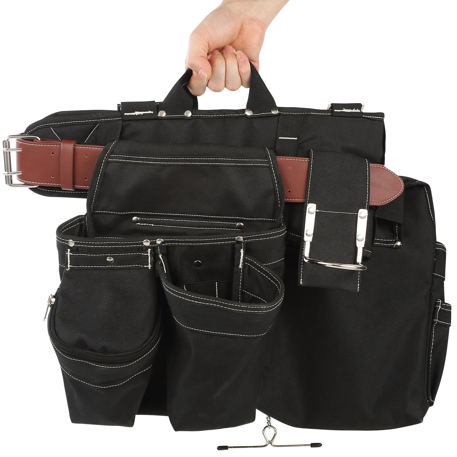 VEVOR Tool Belt Carpenter Construction Tool Pouch 32 Pockets 32"-54 ...