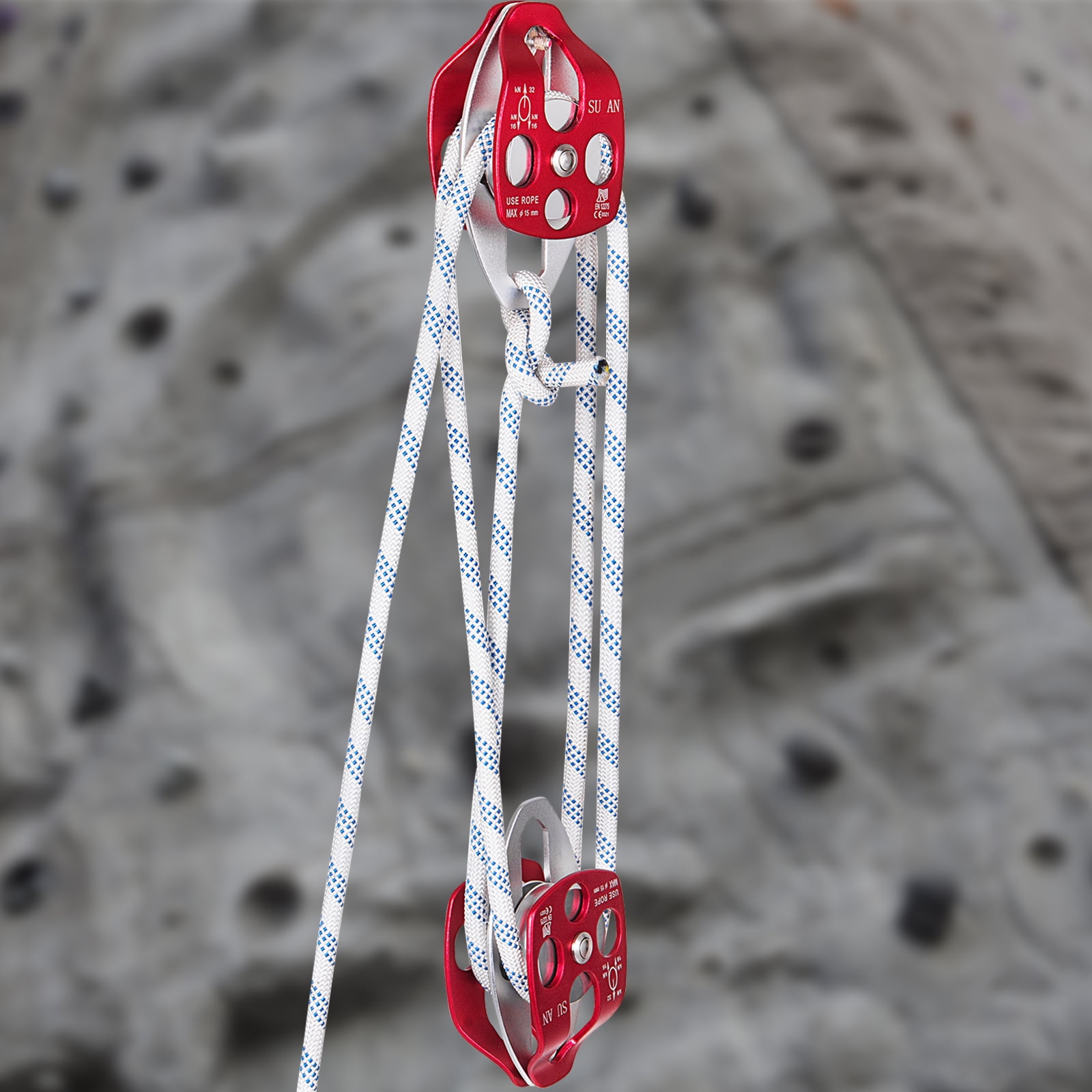 VEVOR Twin Sheave Block and Tackle 7700LBS Pulley 200Ft, 1/2 inch ...