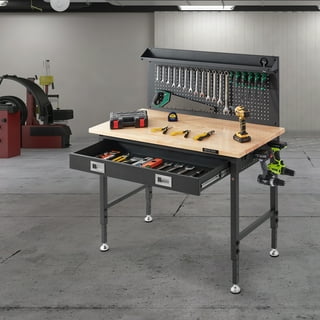 Olympia Tools 48in Adjustable Height Workbench, w/ 14 Levels of Height ...