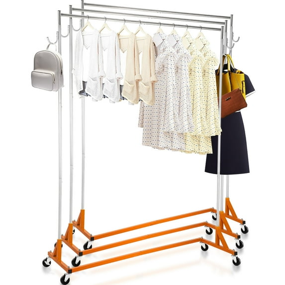 BENTISM Z-Truck Adjustable Metal Clothing Rack with Movable Wheels ...