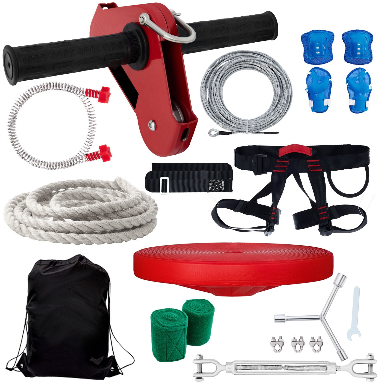 BENTISM Zipline Kit Backyard Zipline Kit 90ft Kids Zipline w/ 250lb Max ...