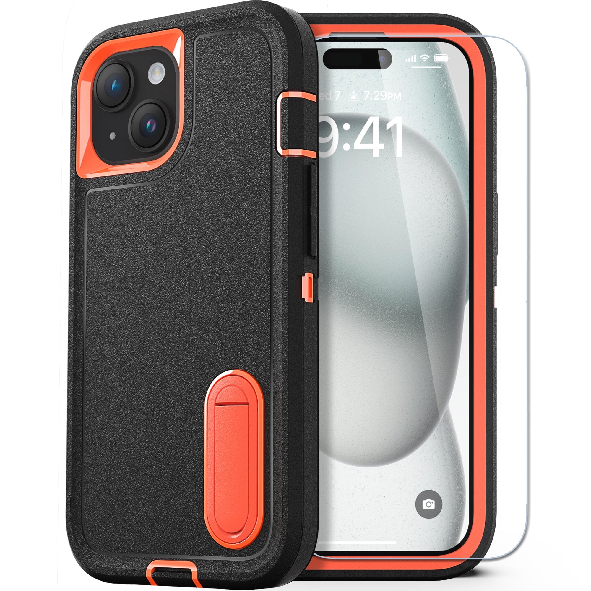 BENTOBEN Case for iPhone 15 With Screen Protector Built In Kickstand ...