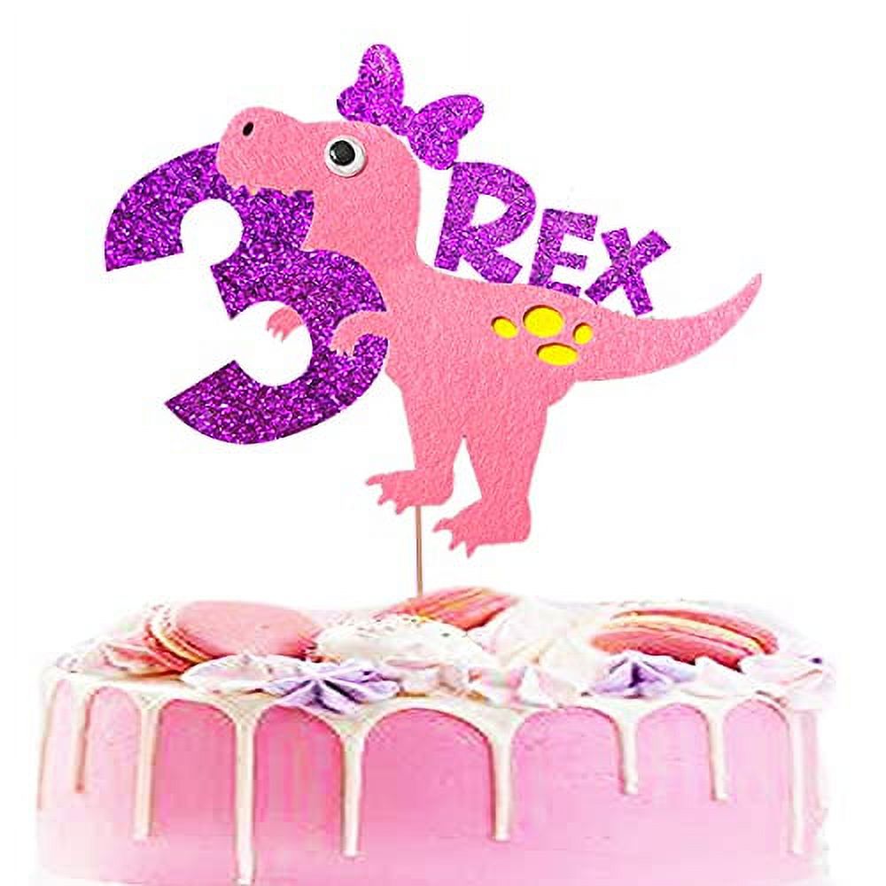 BEOXAGAR Three Inspired rex cake topper Dinosaur Cake topper,Baby Girl ...