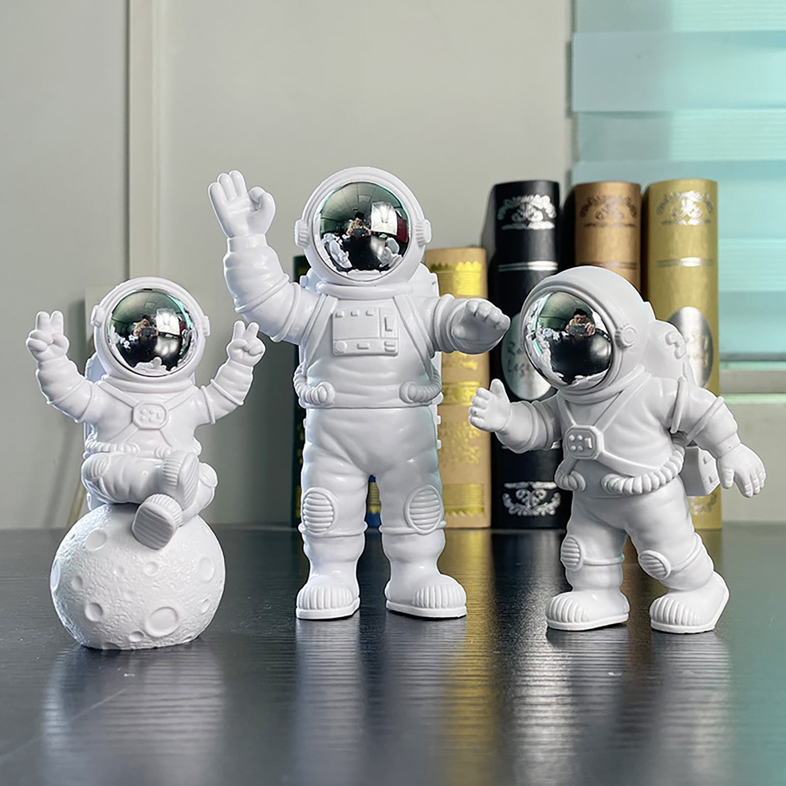 BEPONG 3PCS Astronaut Figurine, Silver Astronaut Action Figures Toy ...