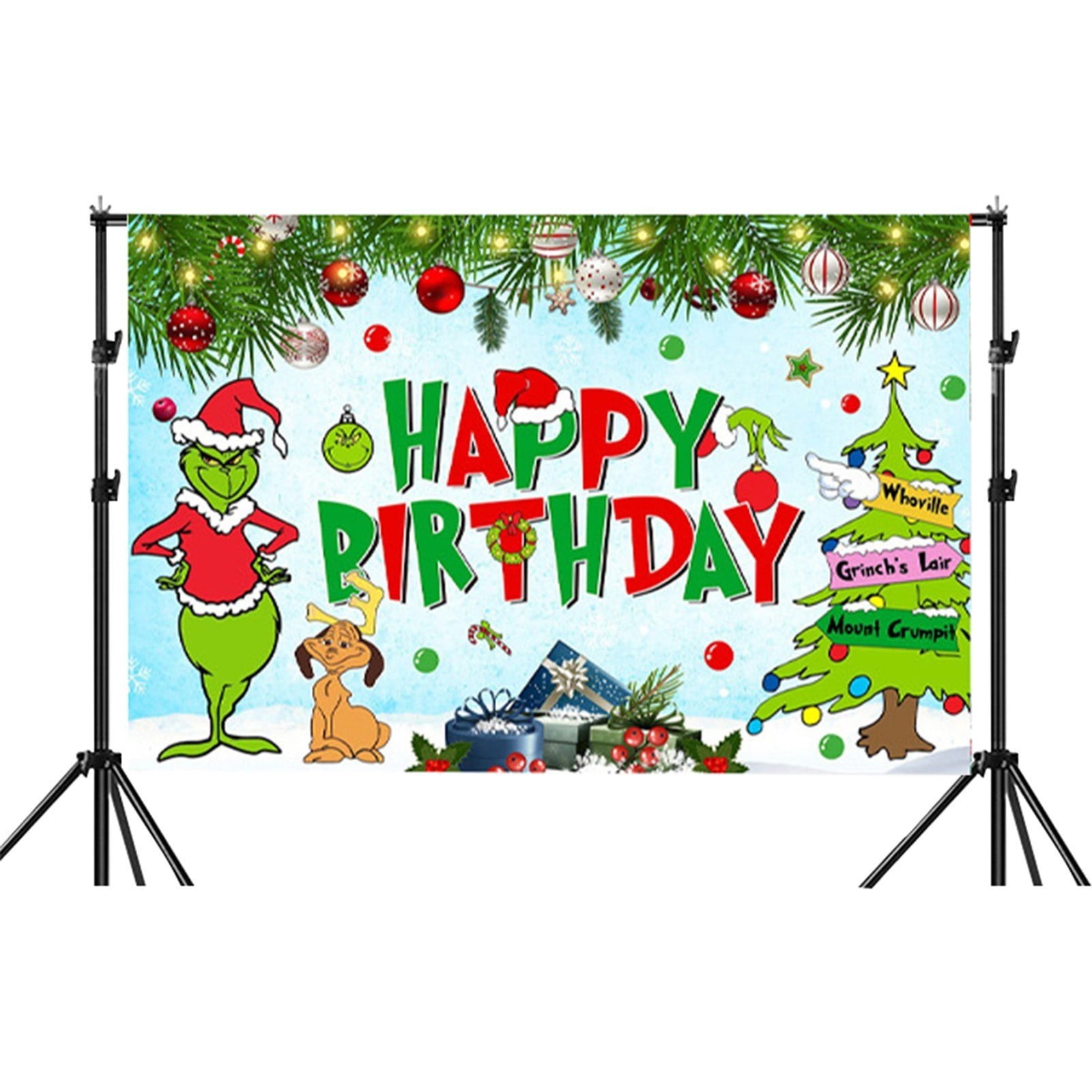 BEPONG Christmas Grinch Birthday Party Decorations, 59''x39.3'' Happy ...