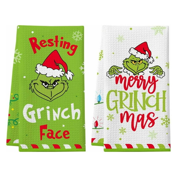2PCS The Grinch Christmas Decor, Christmas Grinch Kitchen Towels ...