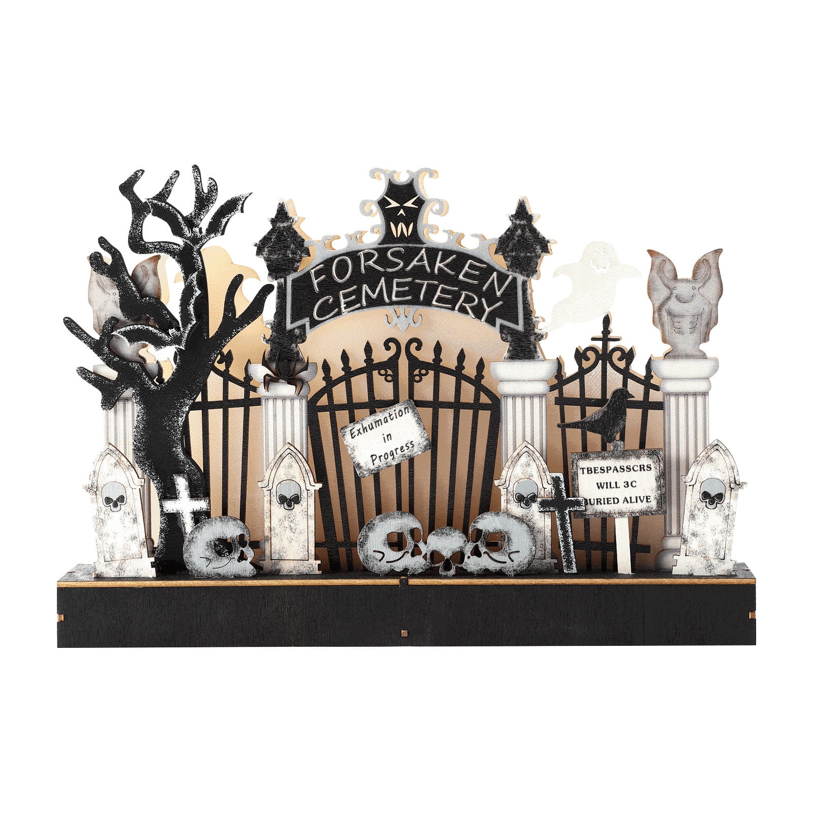 BEPONG Halloween Decorations, Spooky Cemetery Tabletop Light, Forsaken ...