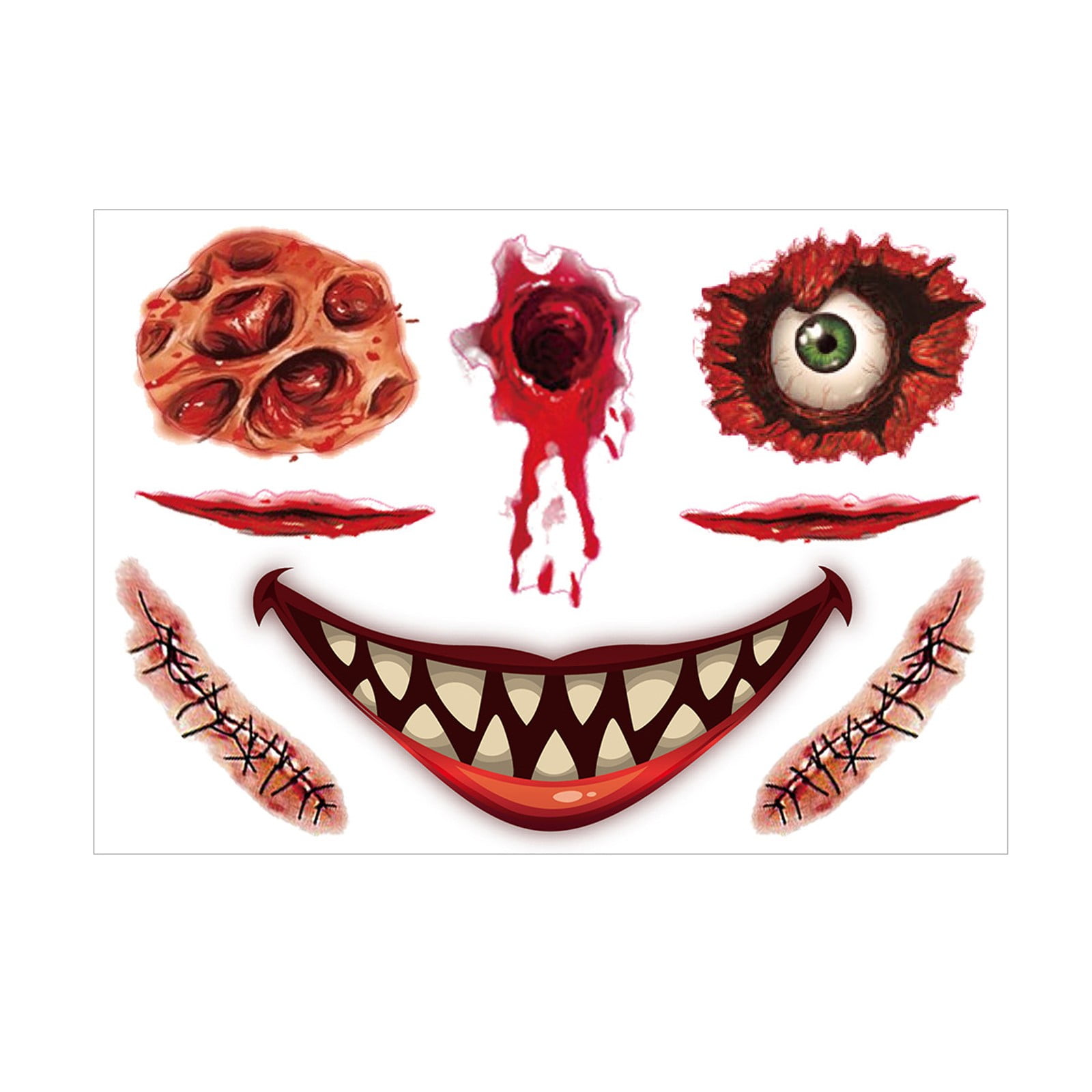BEPONG Halloween Stickers Halloween Tattoo Stickers Wound Tattoo ...
