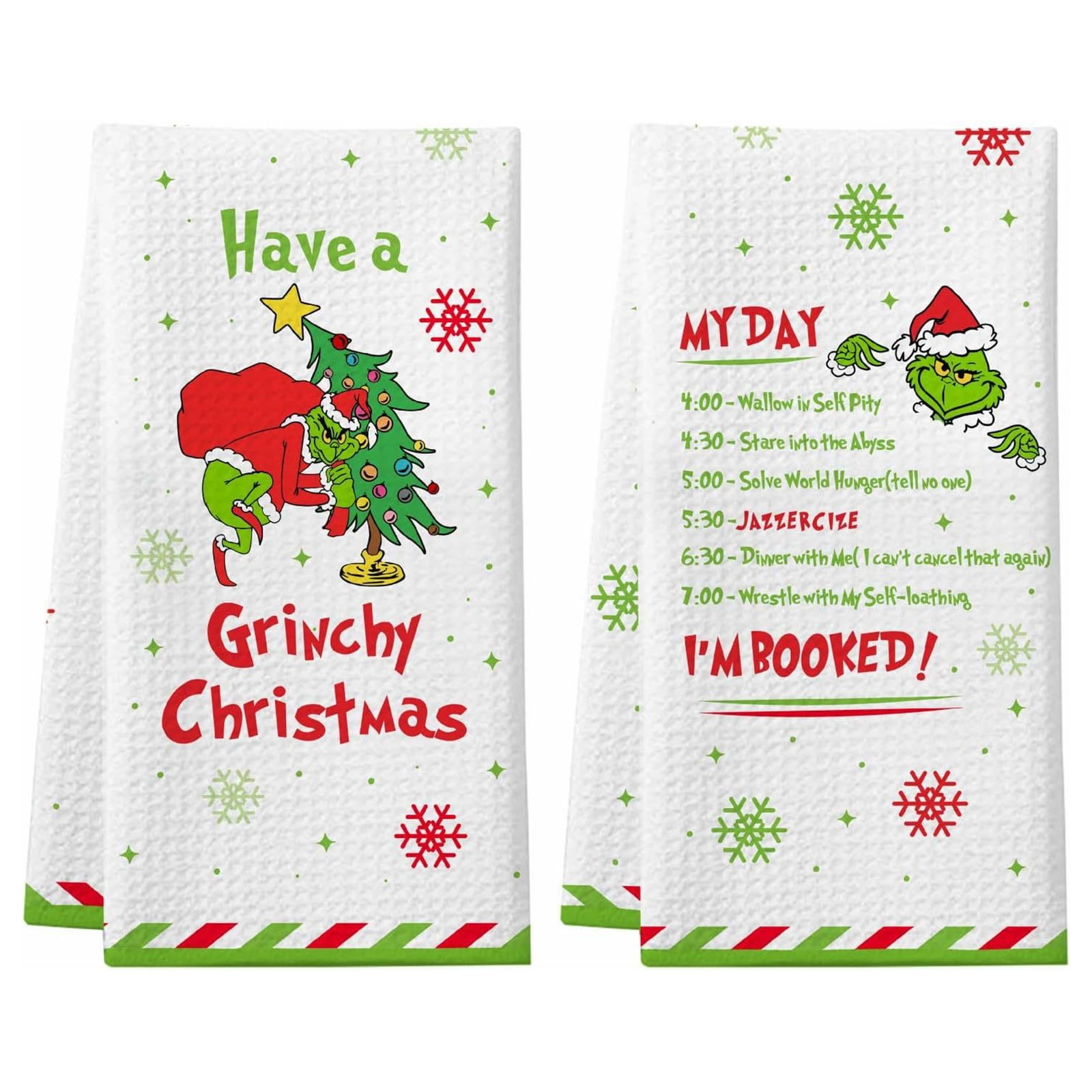 BEPONG The Grinch Christmas Decor, Christmas Grinch Kitchen Towels ...
