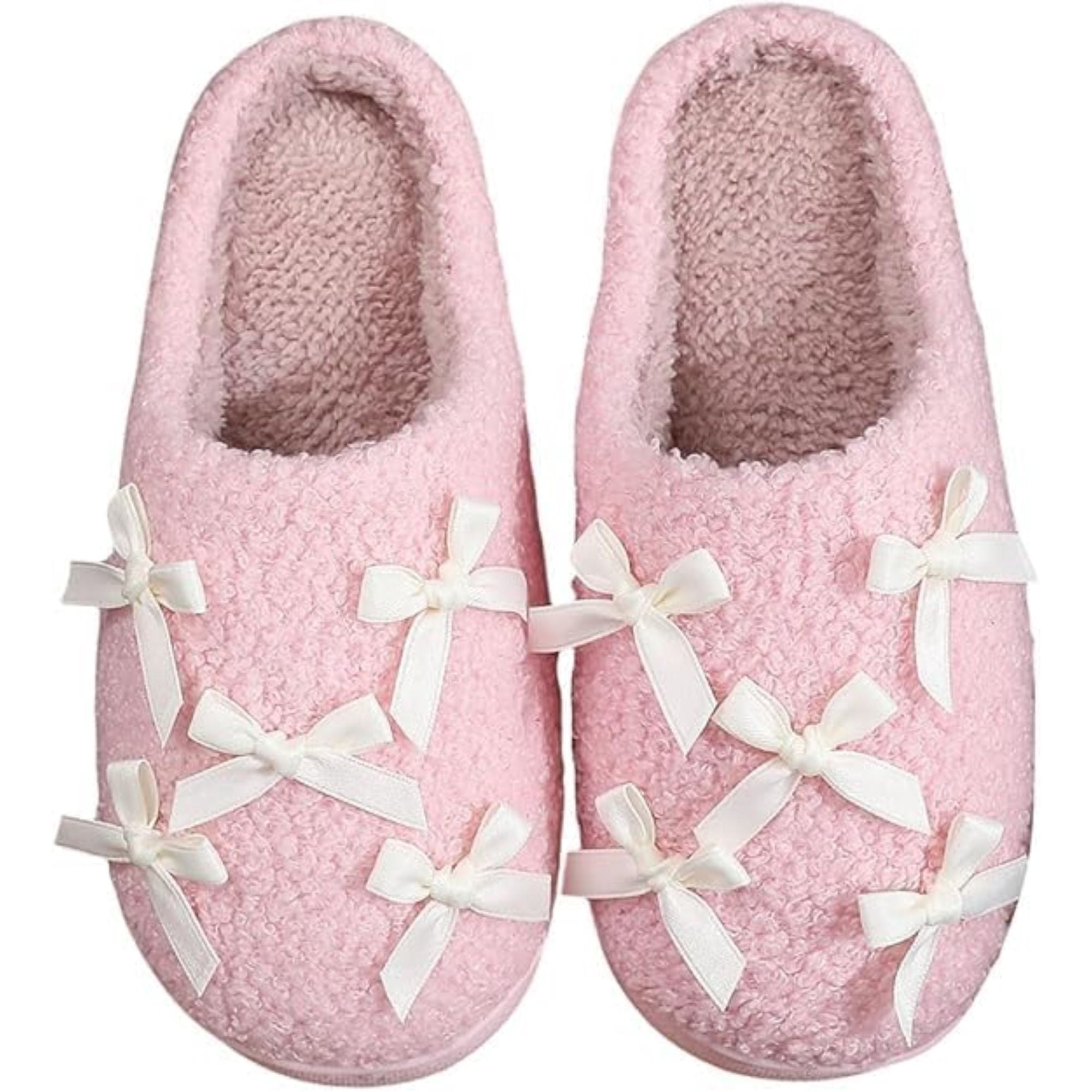 BERANMEY Bow Slippers for Women with Memory Foam Cute Plush House ...