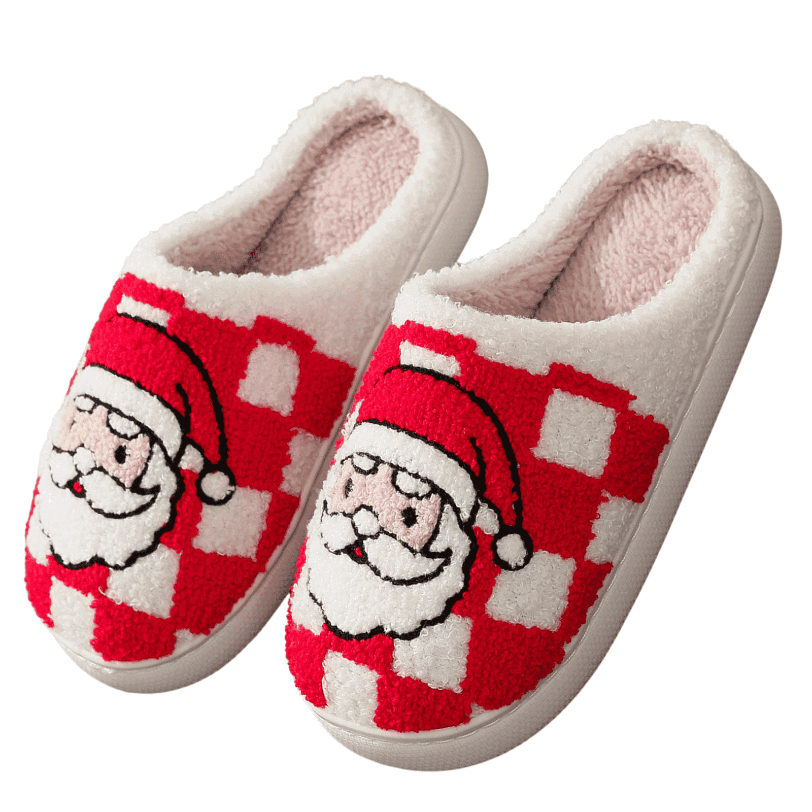 BERANMEY Christmas Reindeer Slippers for Womens Mens Plush Warm Santa ...