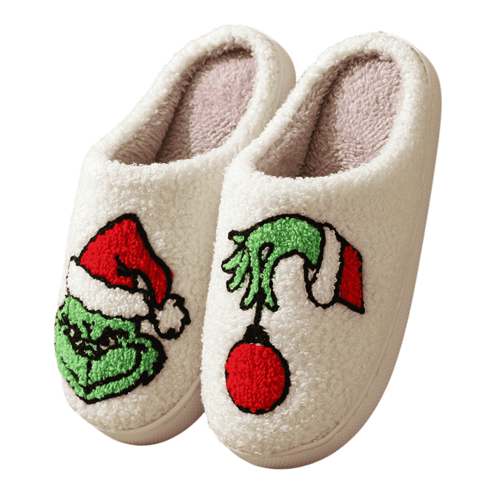 BERANMEY Christmas Reindeer Slippers for Womens Mens Plush Warm Santa ...