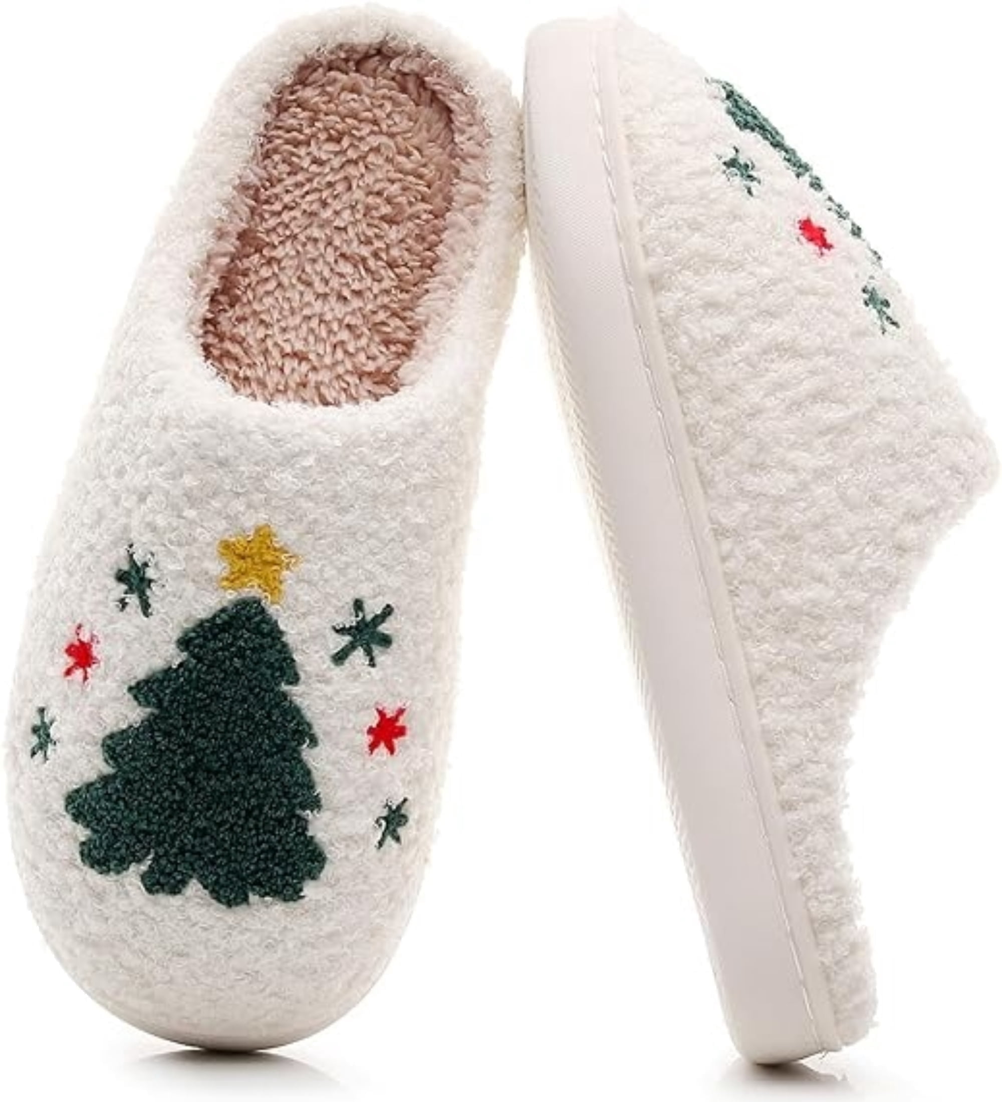 BERANMEY Christmas Reindeer Slippers, Plush Fuzzy House Shoes, Warm ...