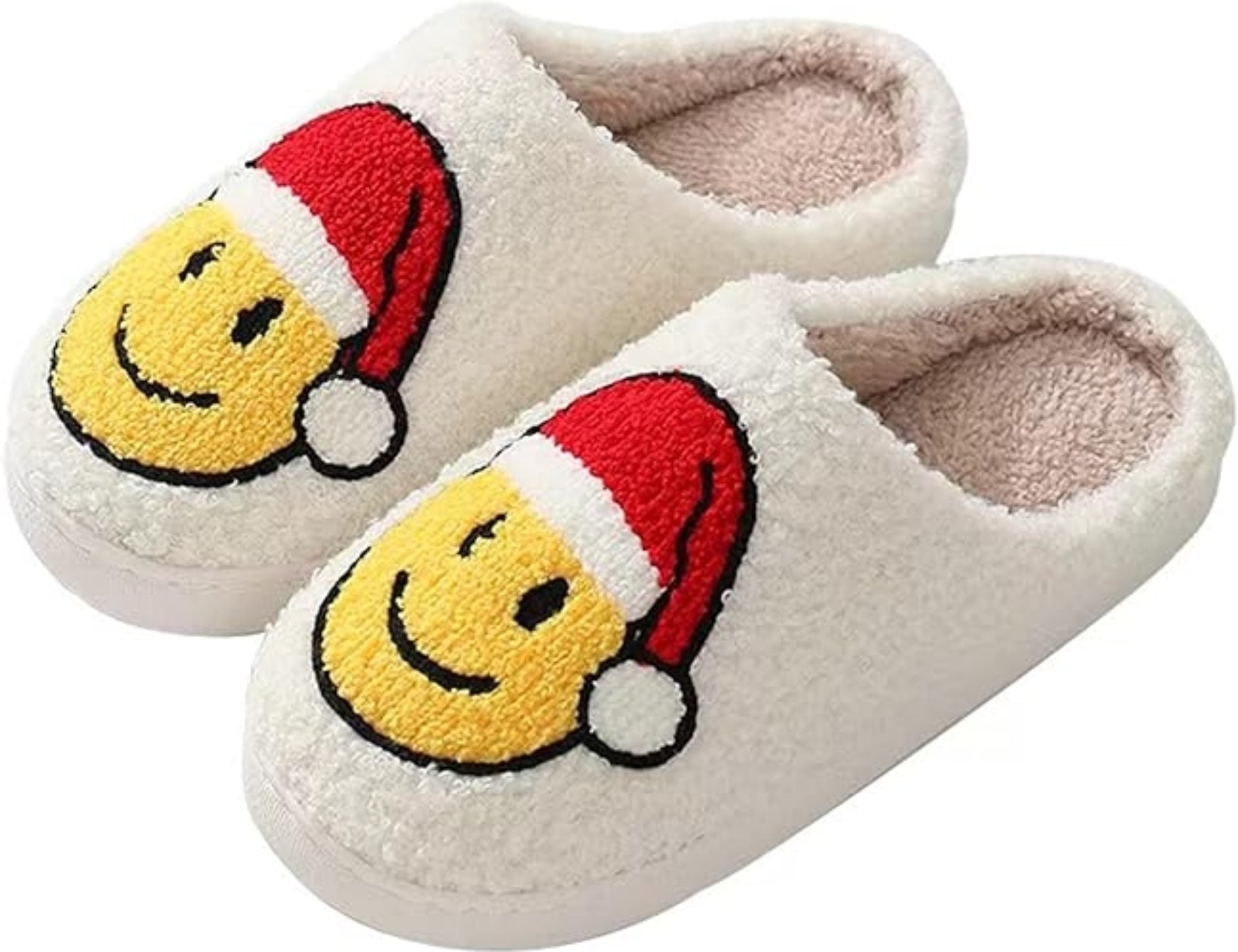 BERANMEY Christmas Reindeer Slippers for Womens Mens Plush Warm Santa ...