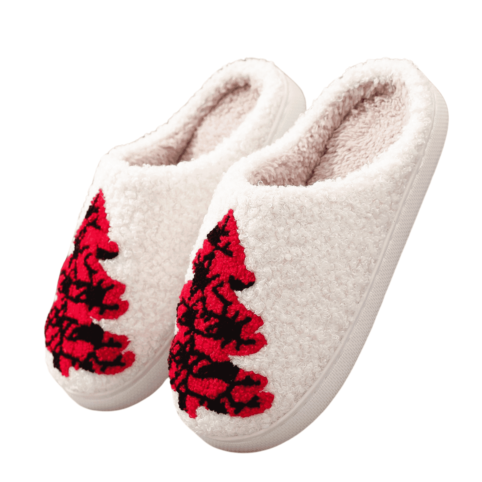 BERANMEY Christmas Reindeer Slippers for Womens Mens Plush Warm Santa ...