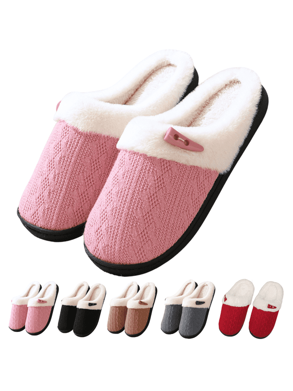 Daiia Aerial Flora Pattern Furry Slippers for Women and Men, Soft Plush ...