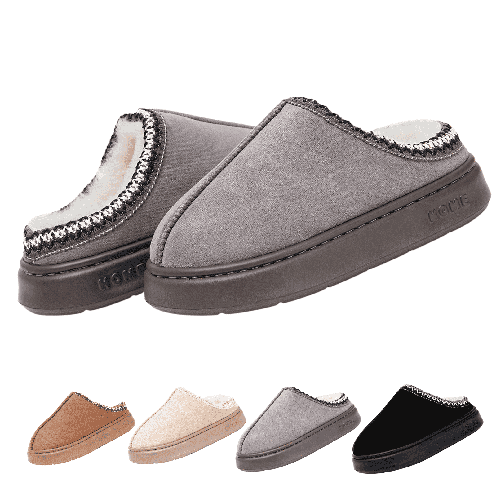 BERANMEY Cozy Platform Fuzzy Slippers for Women and Men Short Ankle ...