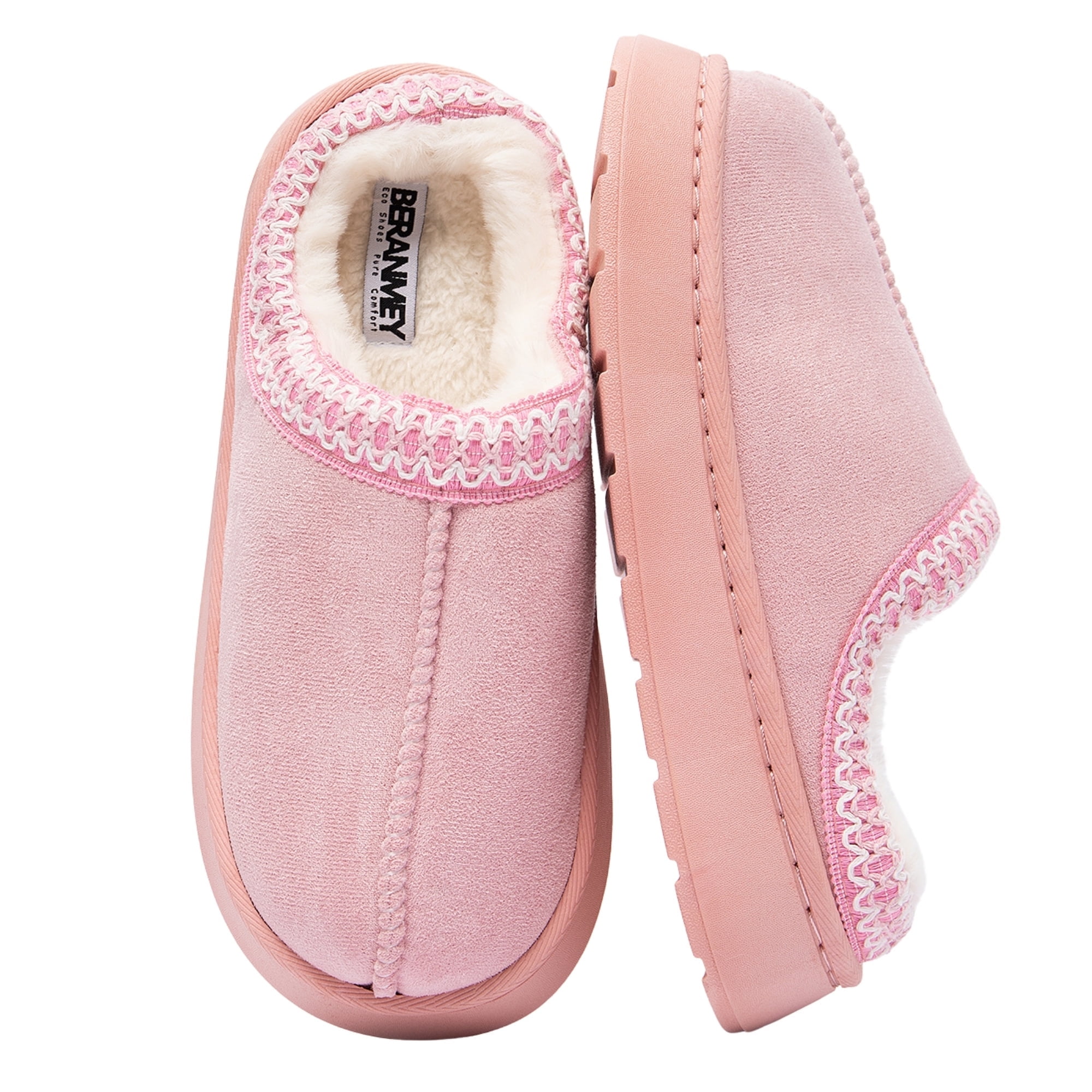 BERANMEY Cozy Platform Fuzzy Slippers for Women and Men Short Ankle Slippers with Anti-Slip Sole ...