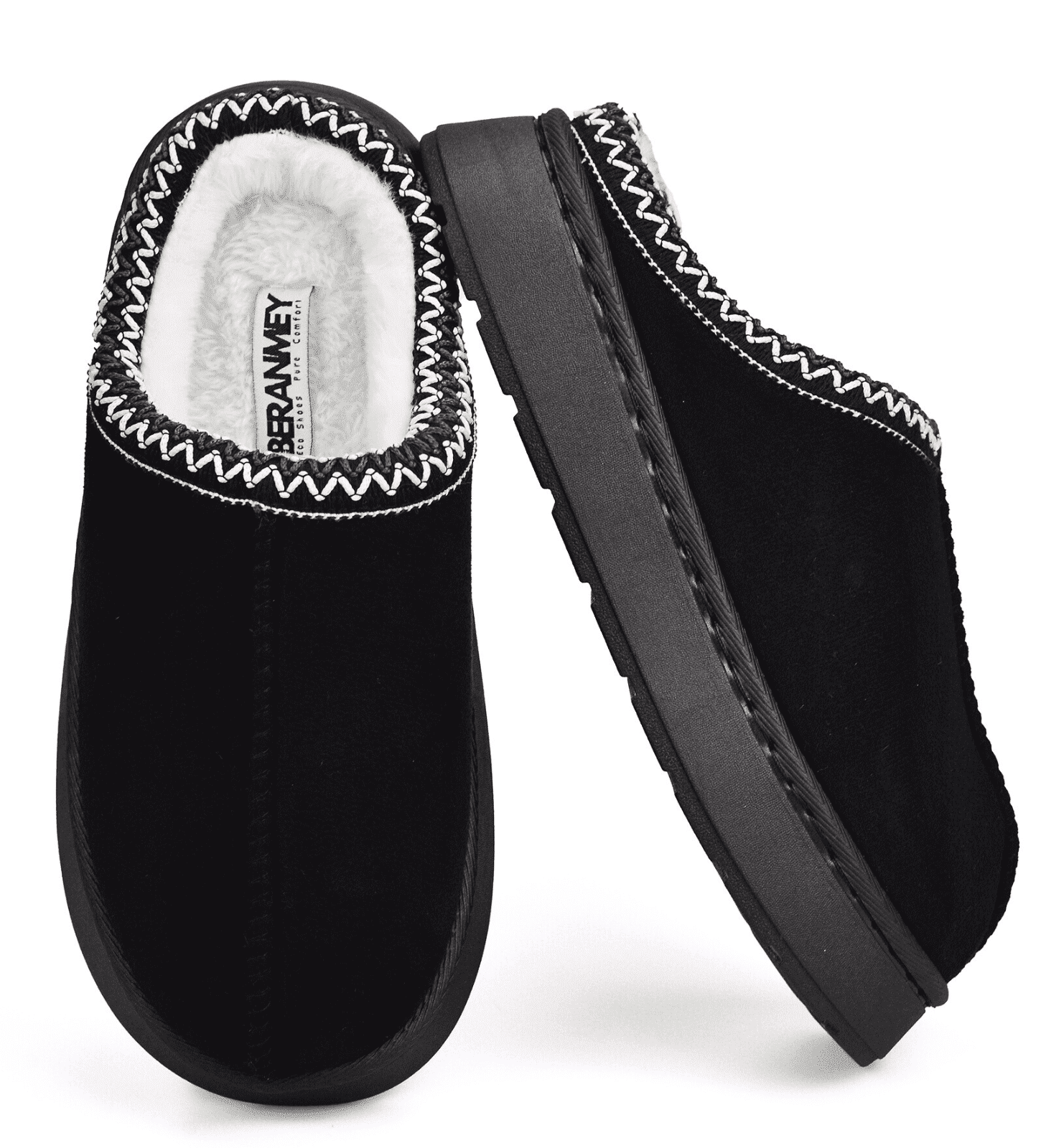 BERANMEY Cozy Fuzzy Slippers, Short Ankle Faux Fur, Non-Slip EVA Sole ...