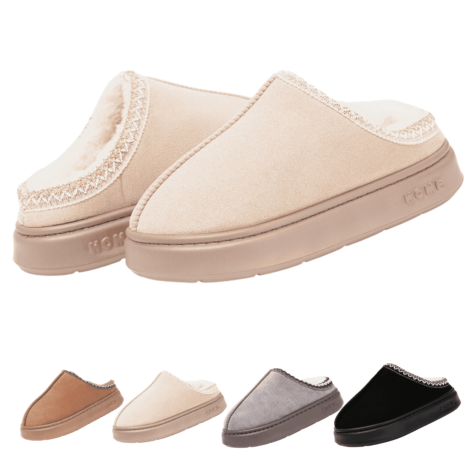 BERANMEY Cozy Platform Fuzzy Slippers for Women and Men Short Ankle ...