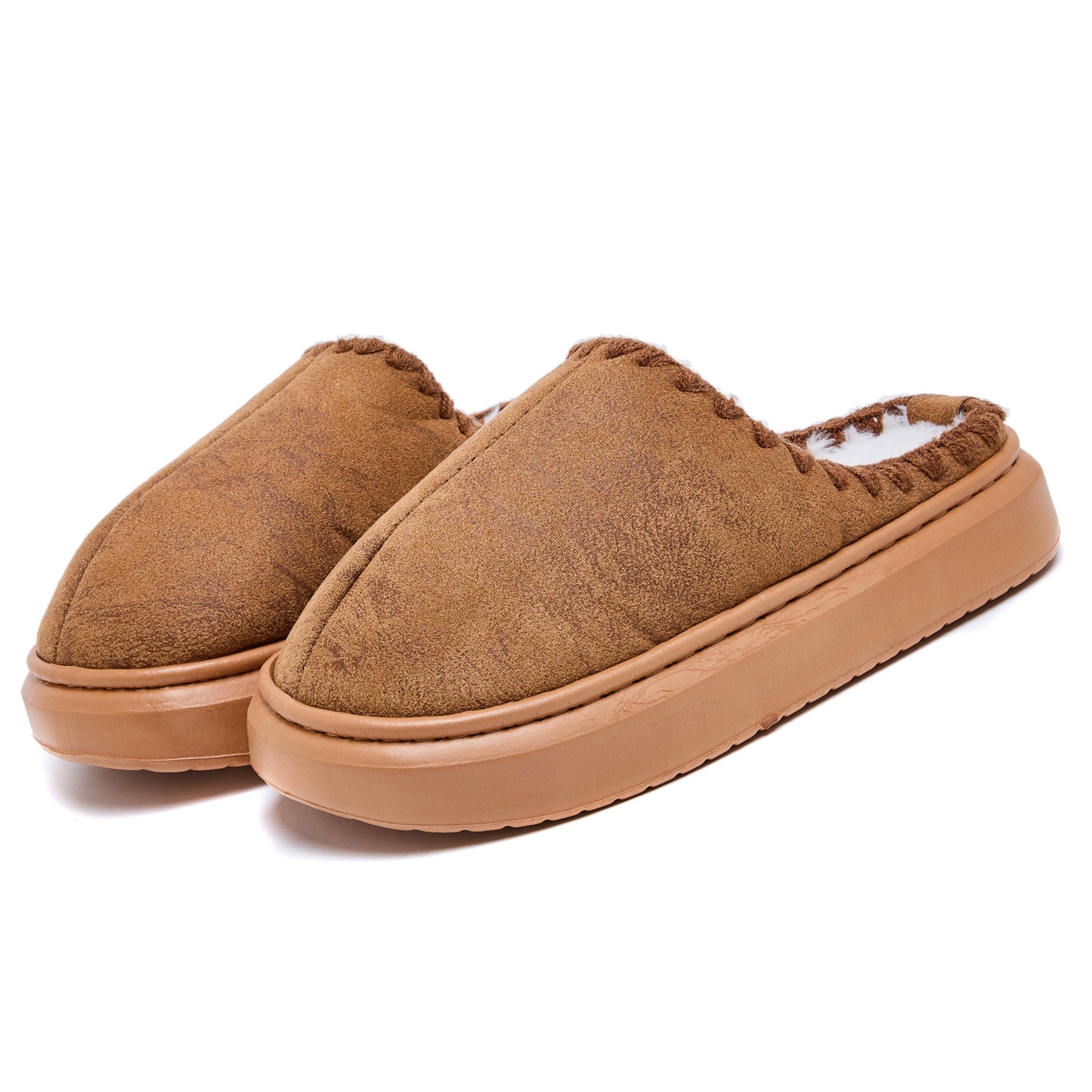 BERANMEY Cozy Platform Fuzzy Slippers for Women and Men Short Ankle ...