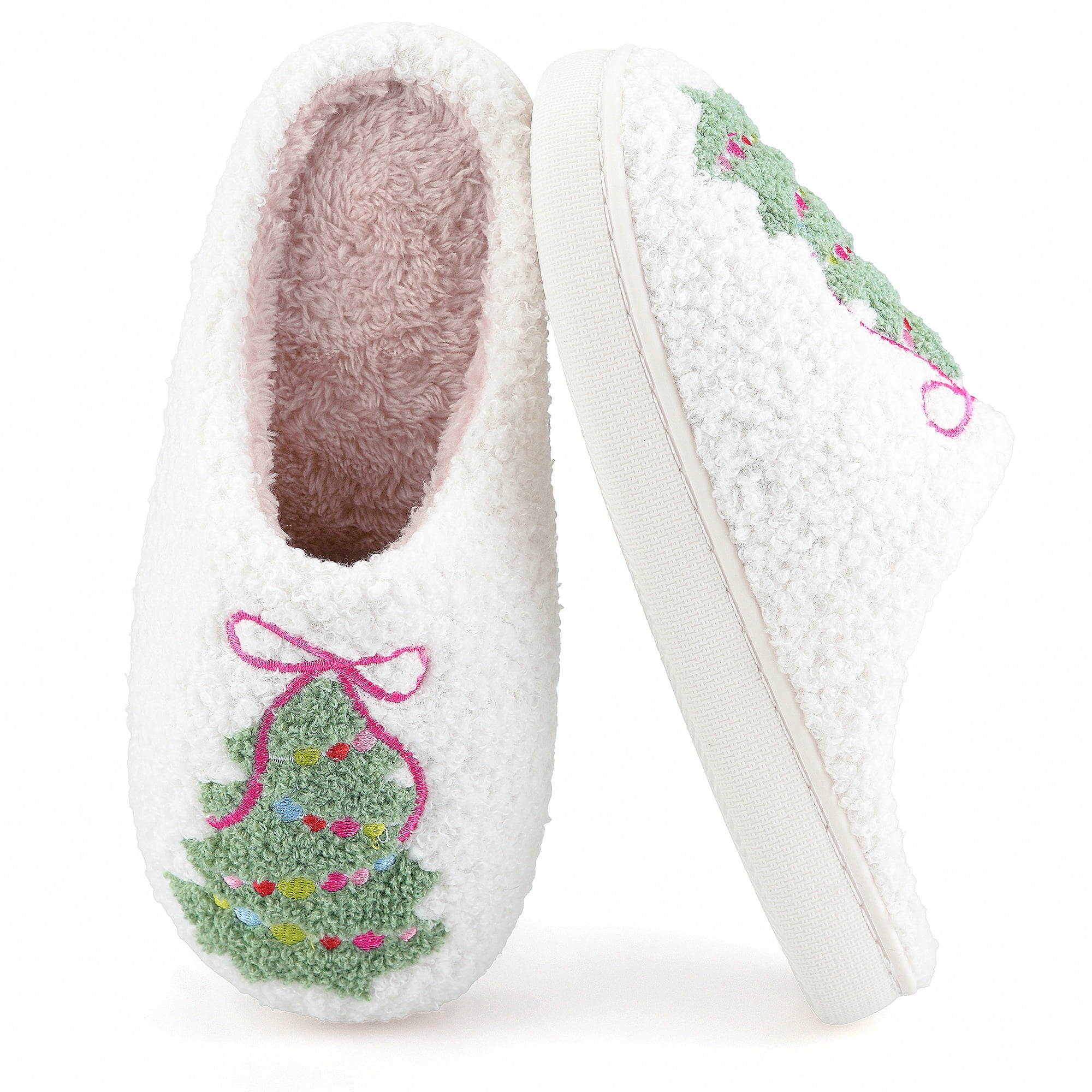 BERANMEY Cute Christmas Slippers for Women & Men Plush Fuzzy Holiday ...
