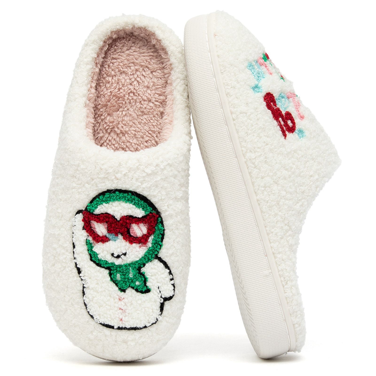 BERANMEY Cute Christmas Slippers for Women & Men Plush Fuzzy Holiday ...