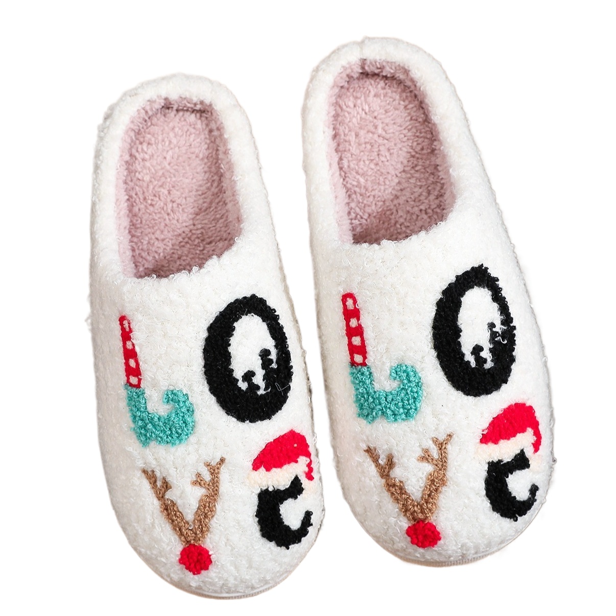 BERANMEY Cute Christmas Slippers for Women & Men Plush Fuzzy Holiday ...
