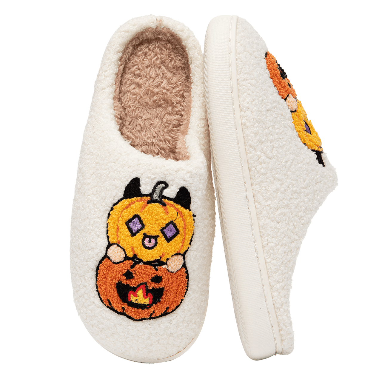 BERANMEY Cute Ghost Print Soft Plush Halloween Slippers for Women and ...