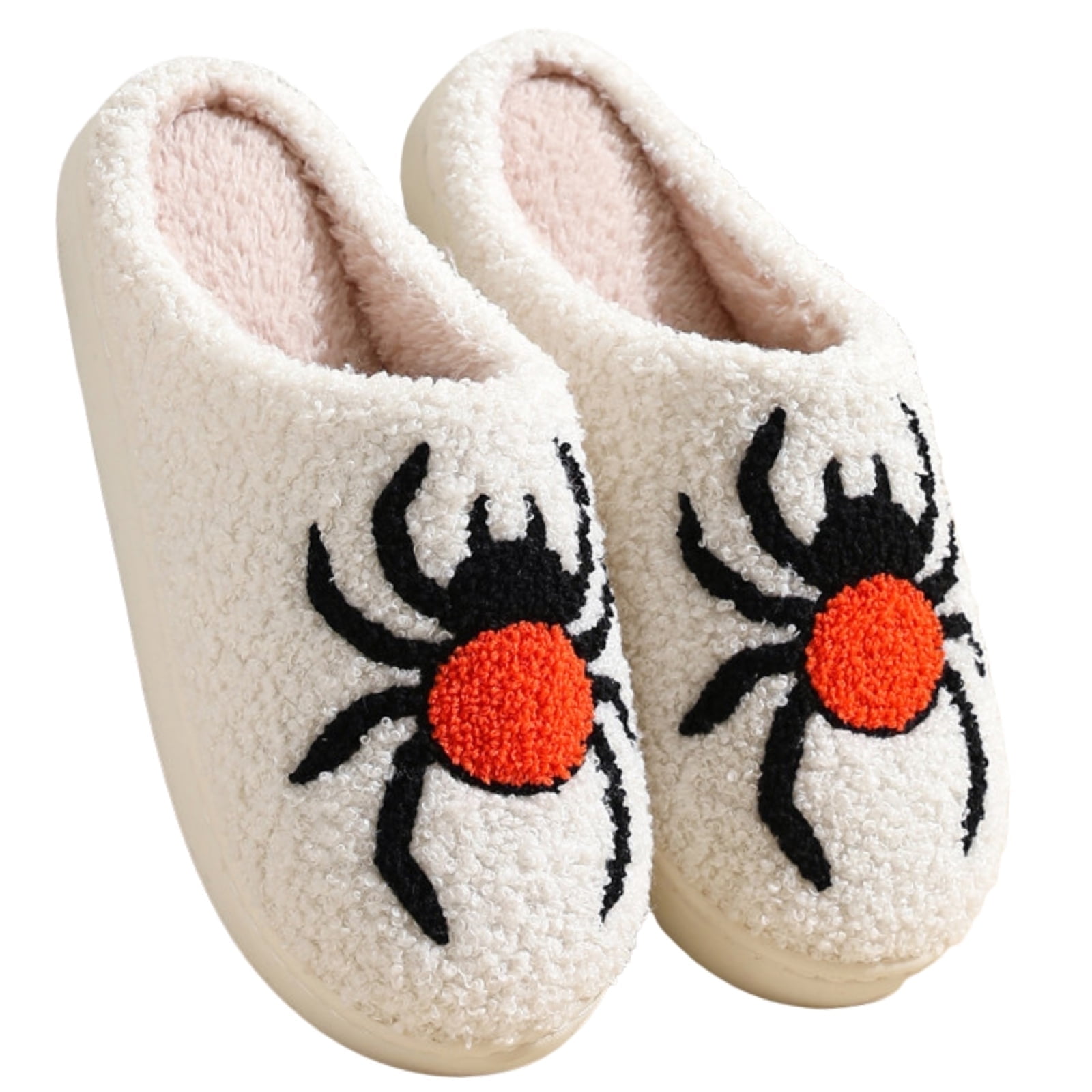 BERANMEY Cute Ghost Print Soft Plush Halloween Slippers for Women and ...