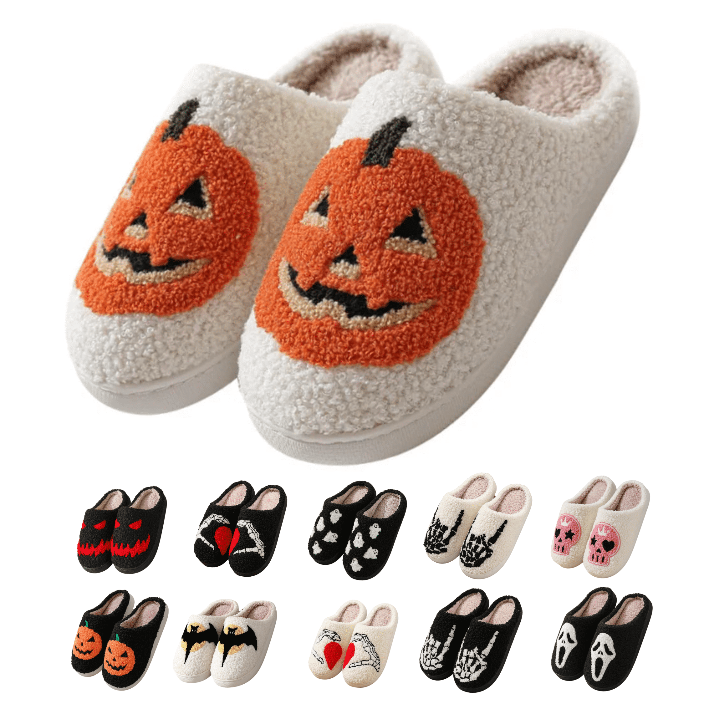 BERANMEY Cute Halloween Slippers for Women Perfect Soft Plush Comfy ...