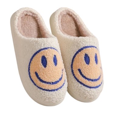 Lankey Unisex Smiley Face Slippers, Anti-Slip Soft Plush Comfy Indoor ...
