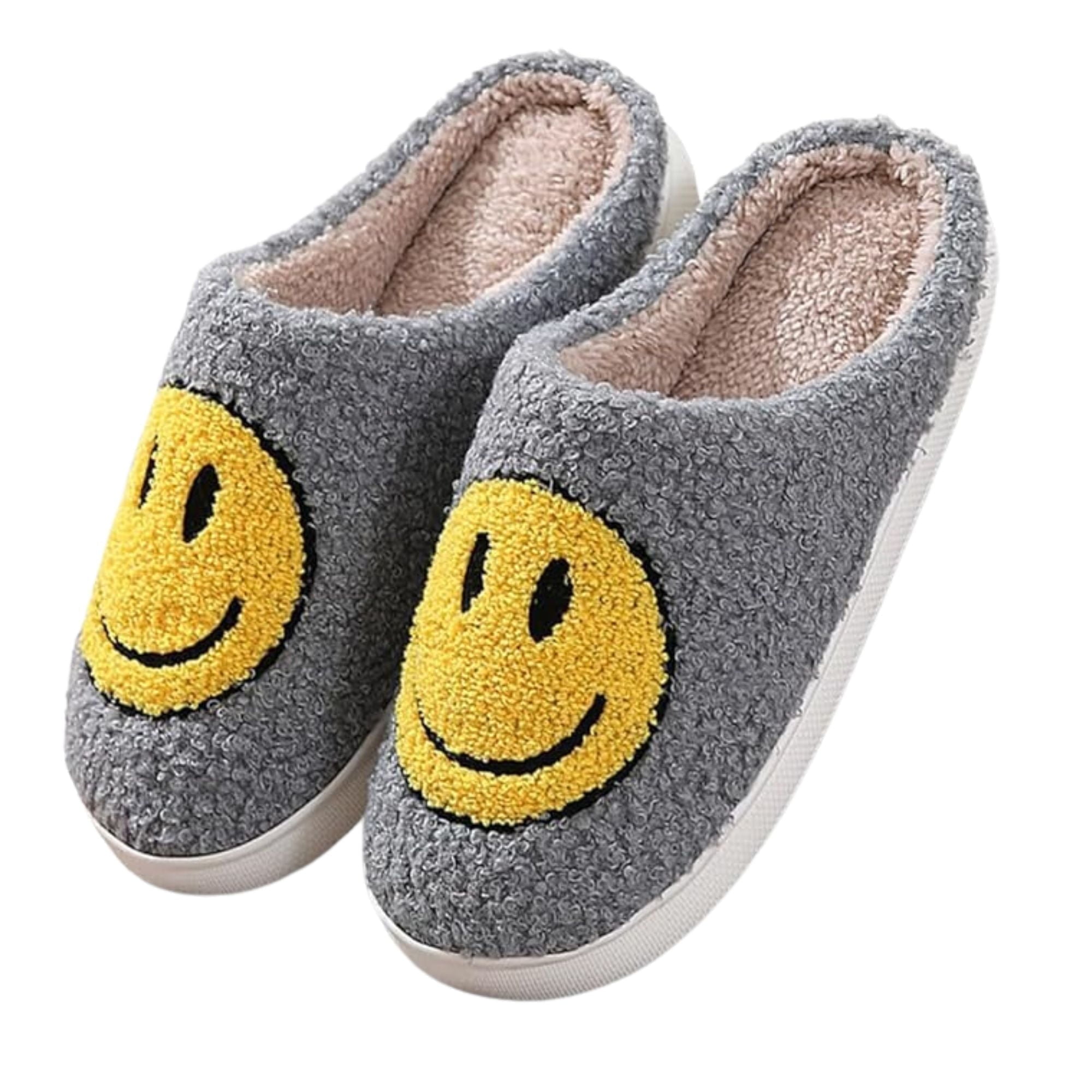 BERANMEY Cute Smile Face Slippers for Women Perfect Soft Plush Comfy ...