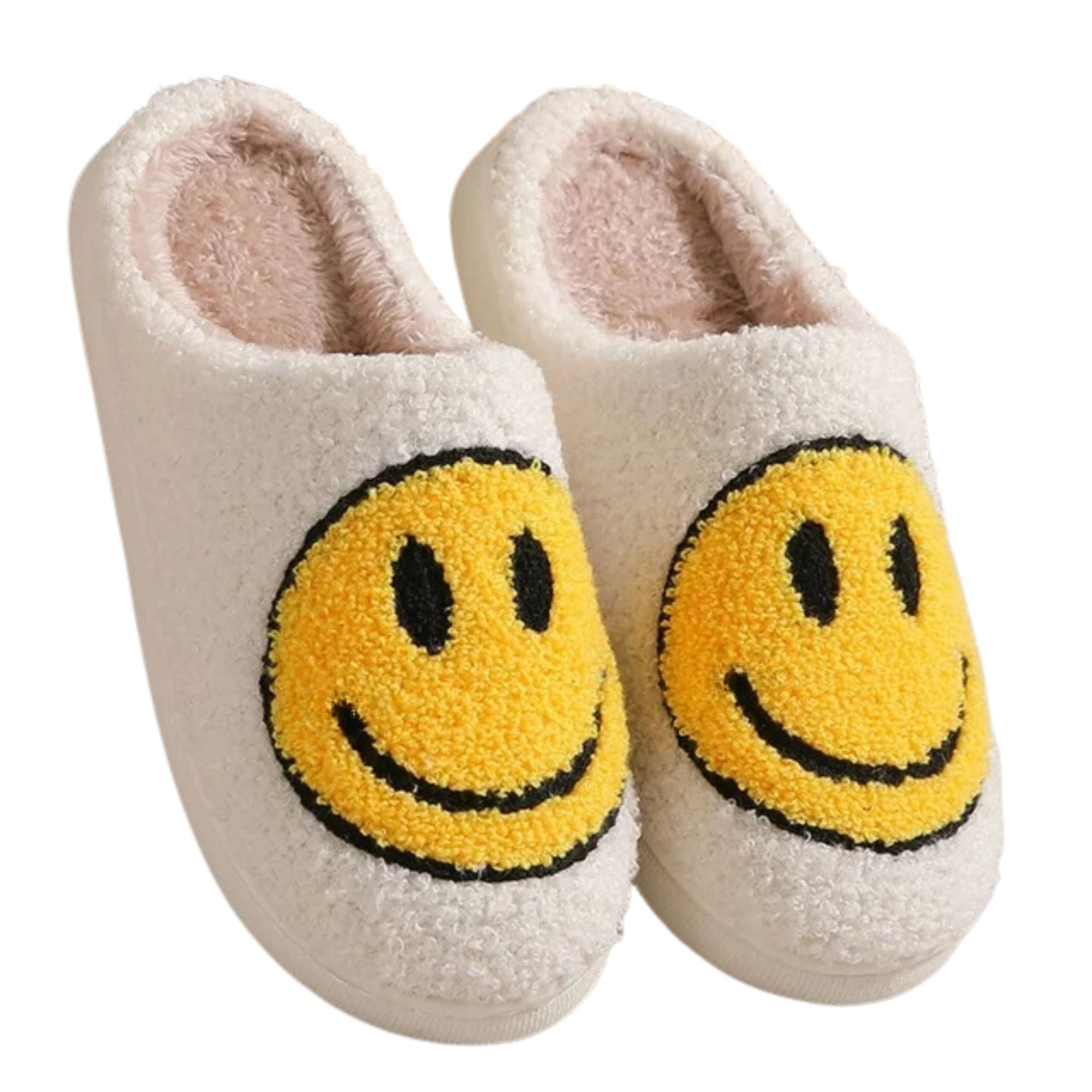 BERANMEY Cute Smile Face Slippers for Women and Men: Soft Plush, Warm ...