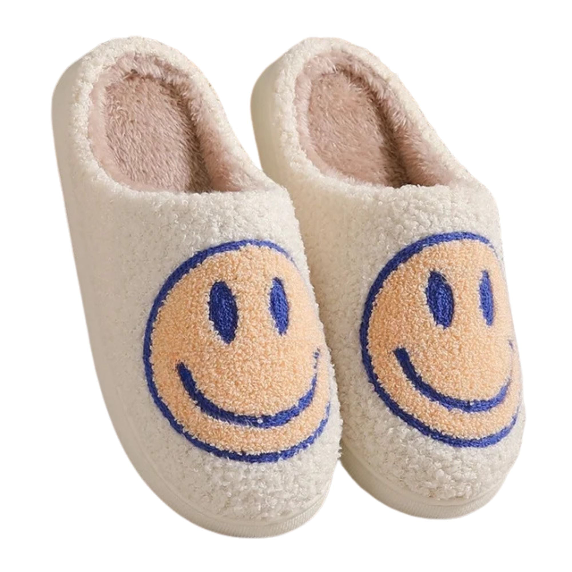 BERANMEY Unisex Cute Smile Face Slippers, Soft Plush Warm Slip-On, Non ...