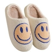 Smiley Face Slippers (Unisex), Slip Resistant, Slide-On House Shoes ...