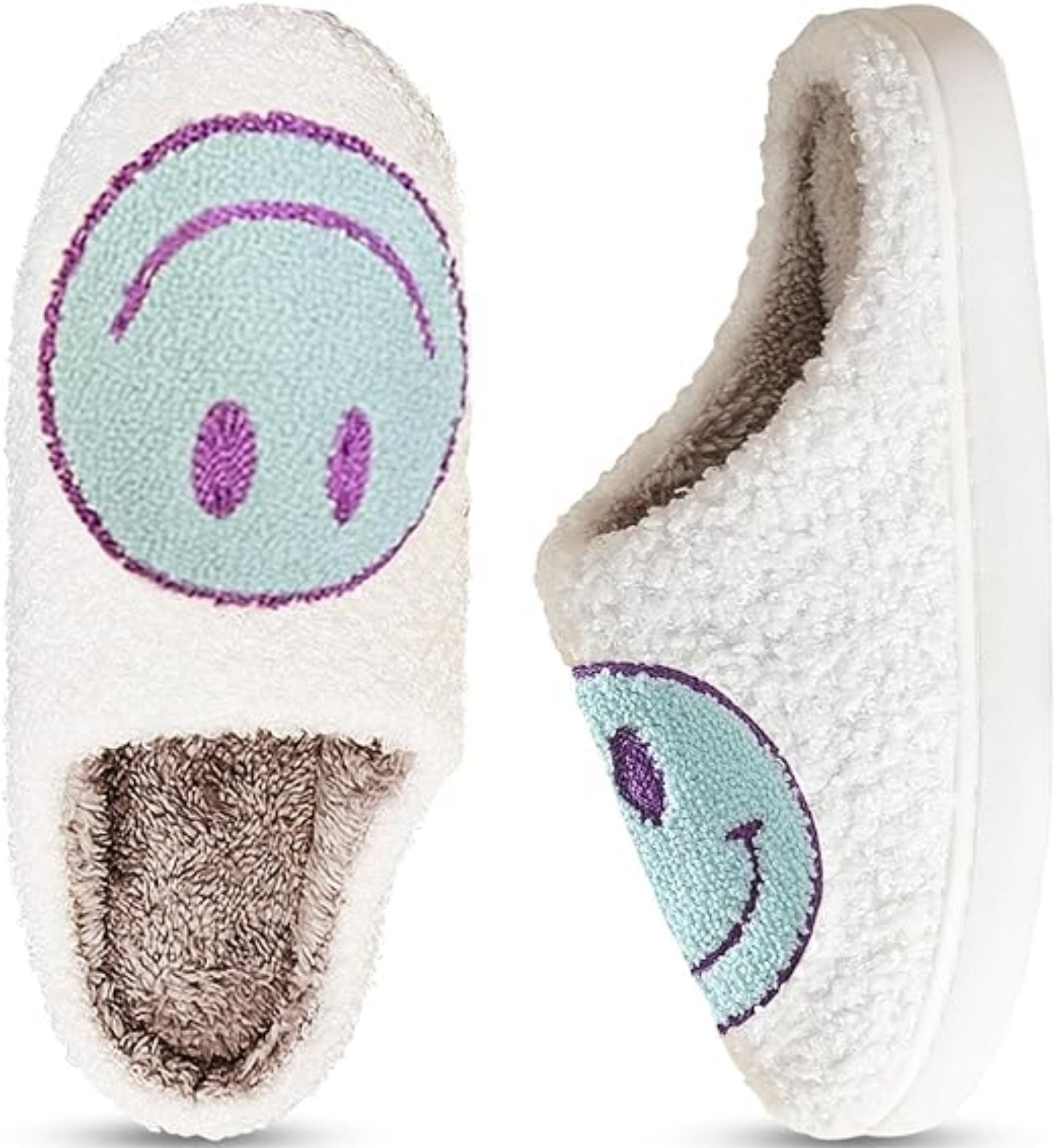 BERANMEY Cute Smile Face Slippers for Women Perfect Soft Plush Comfy ...