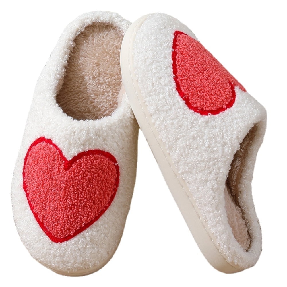 BERANMEY Plush Valentine's Day Slippers for Women and Men, Cute Heart ...