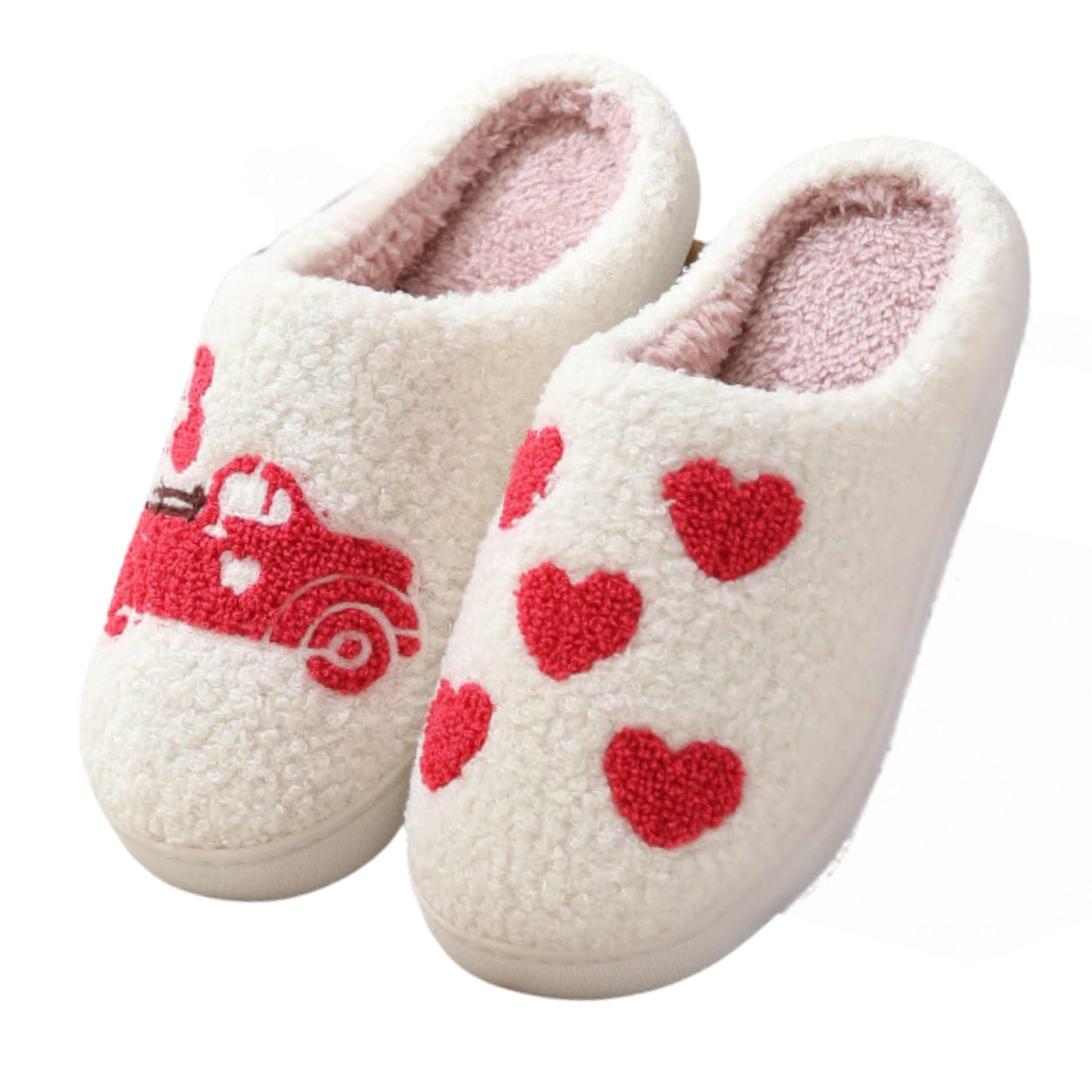 BERANMEY Cute Valentine's Day Slippers for Women Soft Plush Comfy Warm ...
