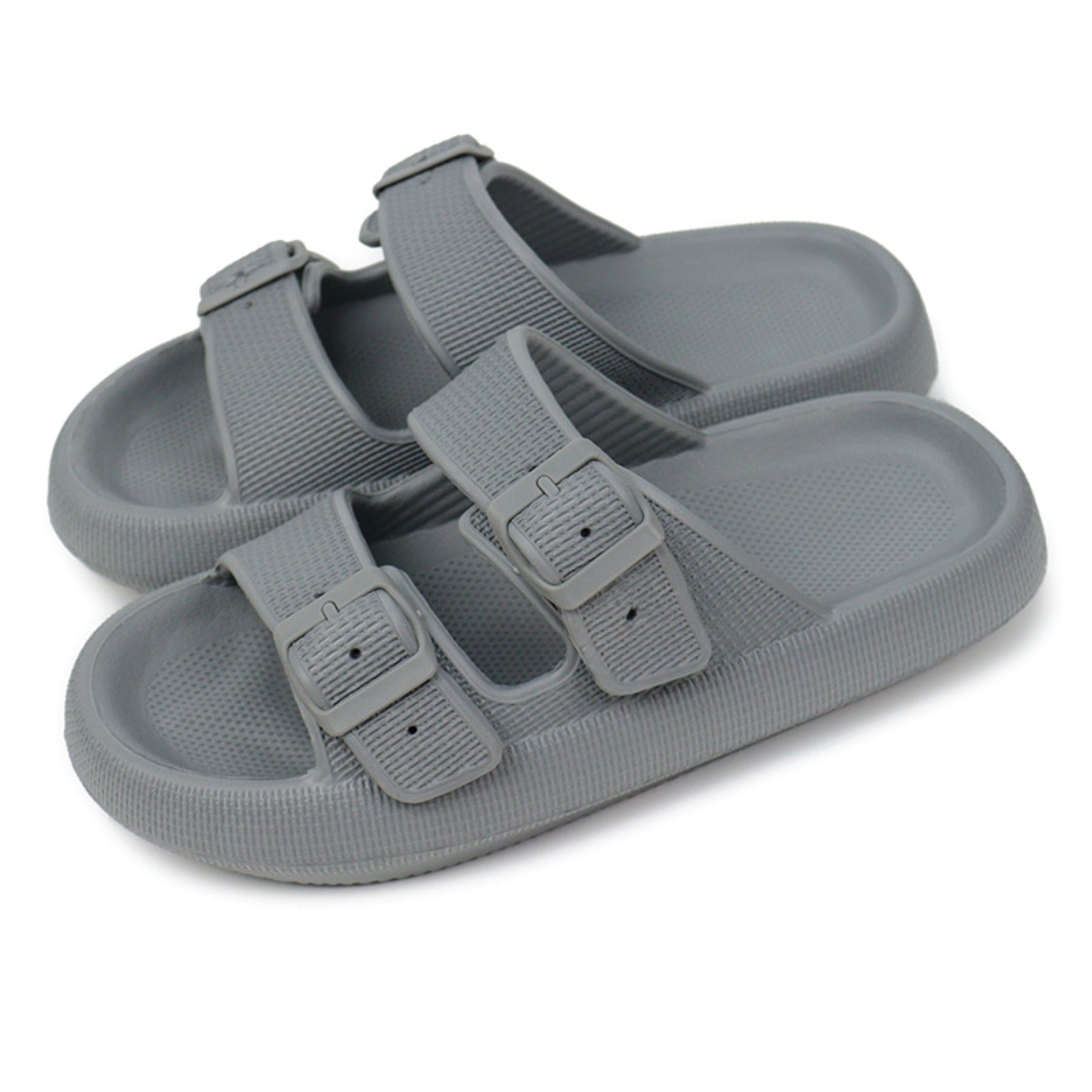 BERANMEY Double Buckle Adjustable Slides Sandals for Women and Men ...