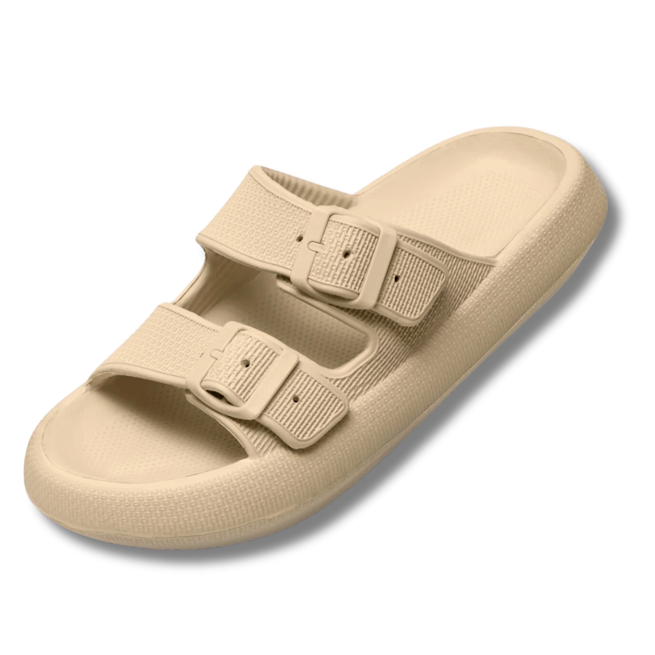 BERANMEY Double Buckle Adjustable Slides Sandals for Women and Men ...
