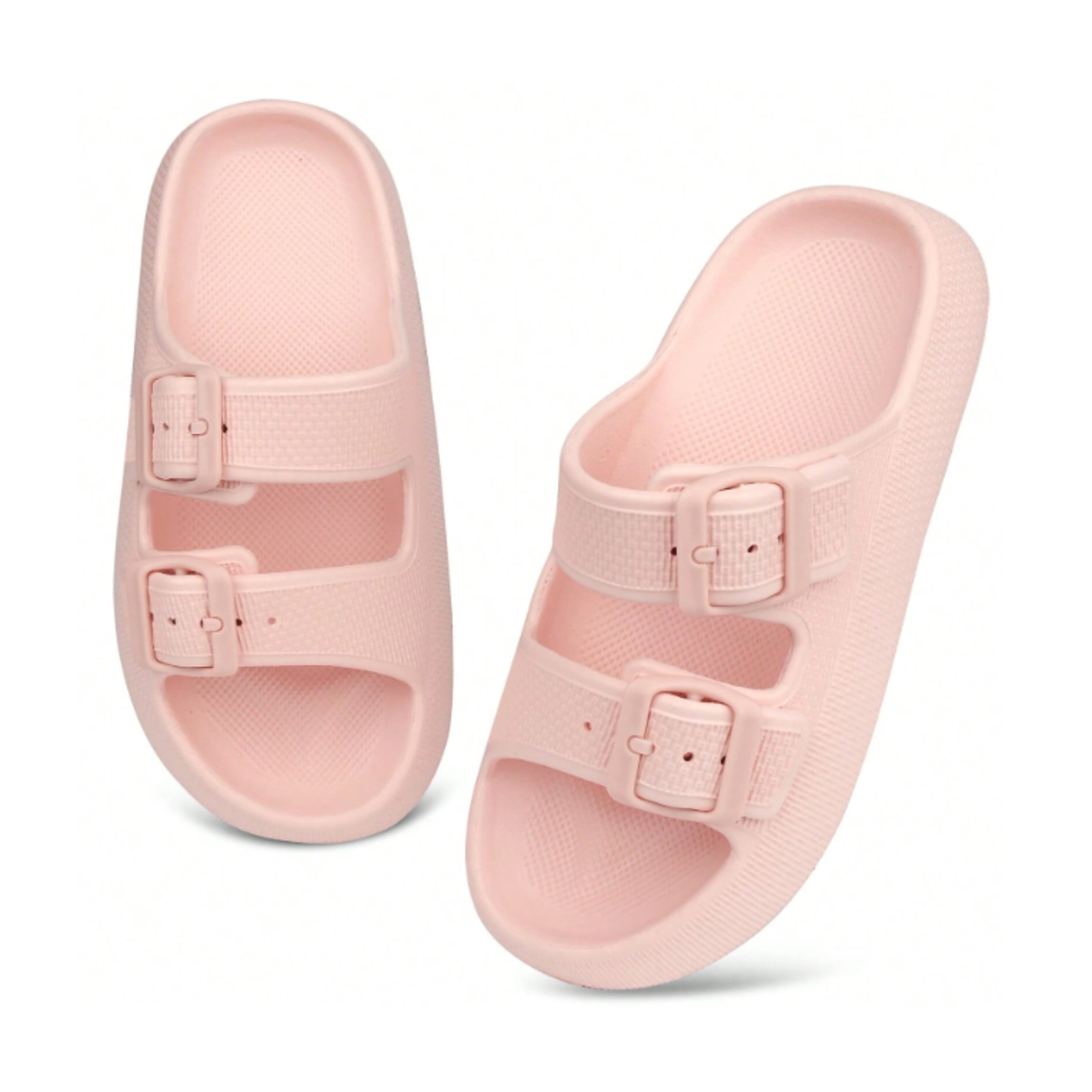 BERANMEY Double Buckle Adjustable Slides Sandals for Women and Men ...