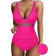 Beranmey Floral Print Women Sexy Mesh Tummy Control One Pieces Swimsuit